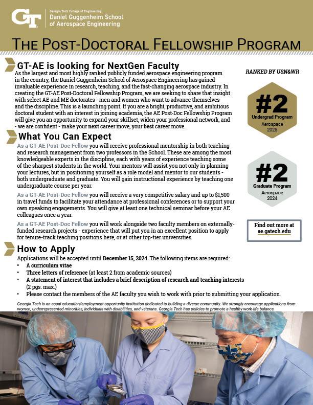 Post-Doc Fellows | Daniel Guggenheim School of Aerospace Engineering